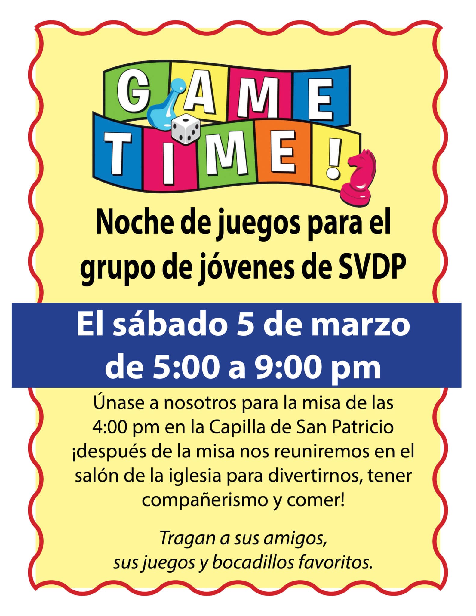 Game Night Spanish | Saint Vincent de Paul Catholic Church