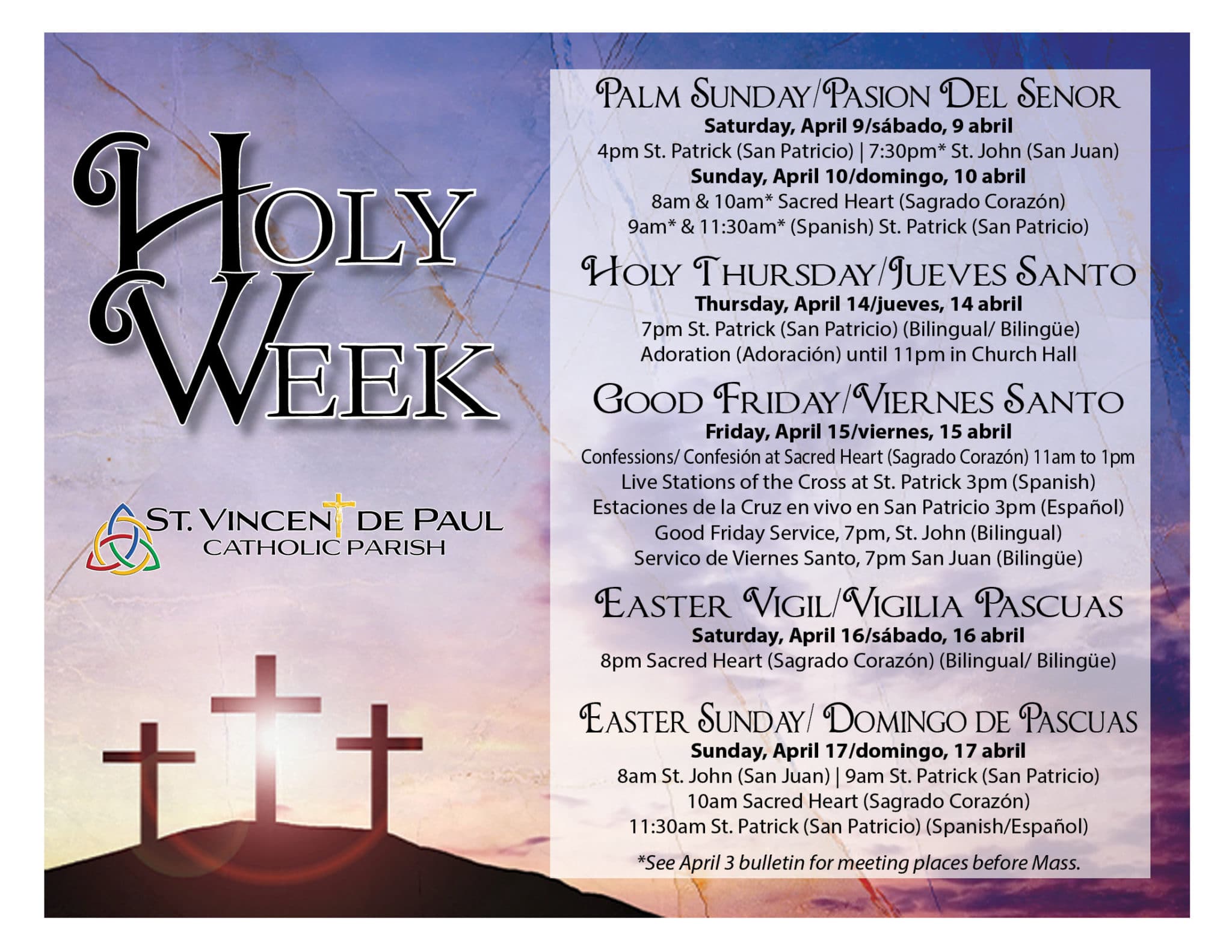 Holy Week/Easter Schedule | Saint Vincent de Paul Catholic Church