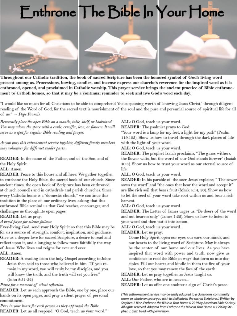 Enthrone The Bible In Your Home | Saint Vincent de Paul Catholic Church