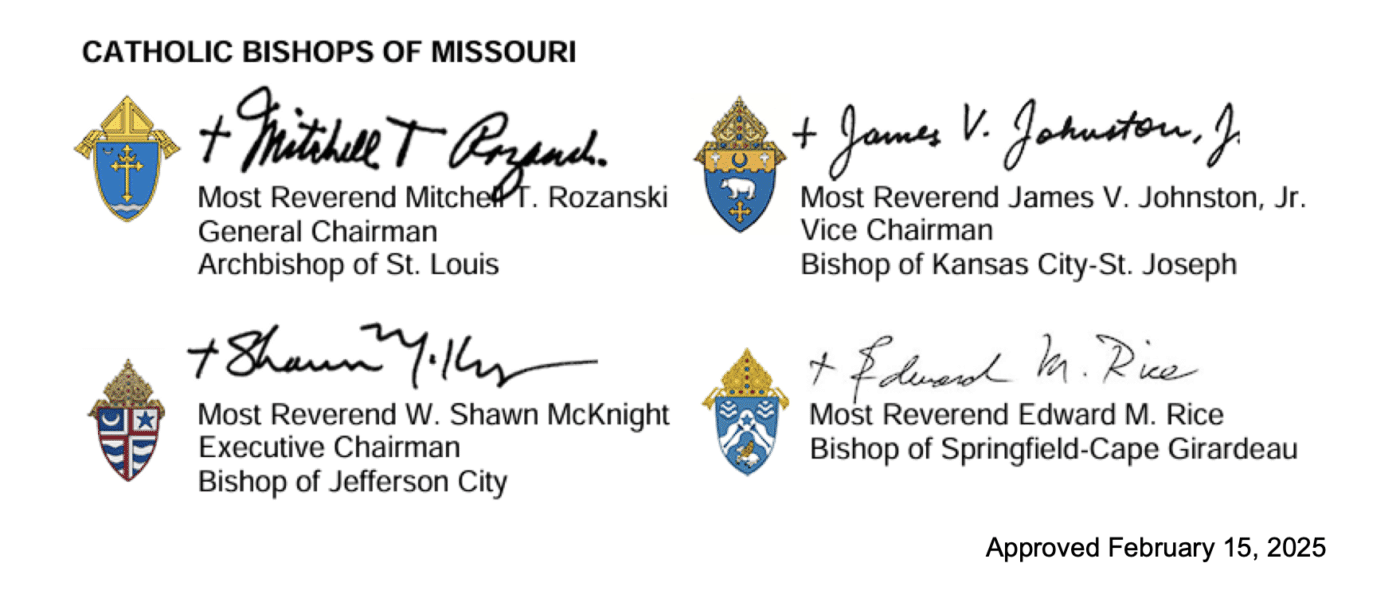 Mo Bishops Signatures | Saint Vincent de Paul Catholic Church